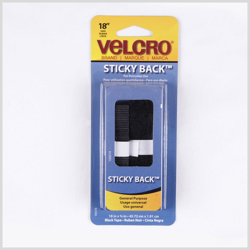 VELCRO® Black Sticky Back Fastener - 18" x 3/4"
