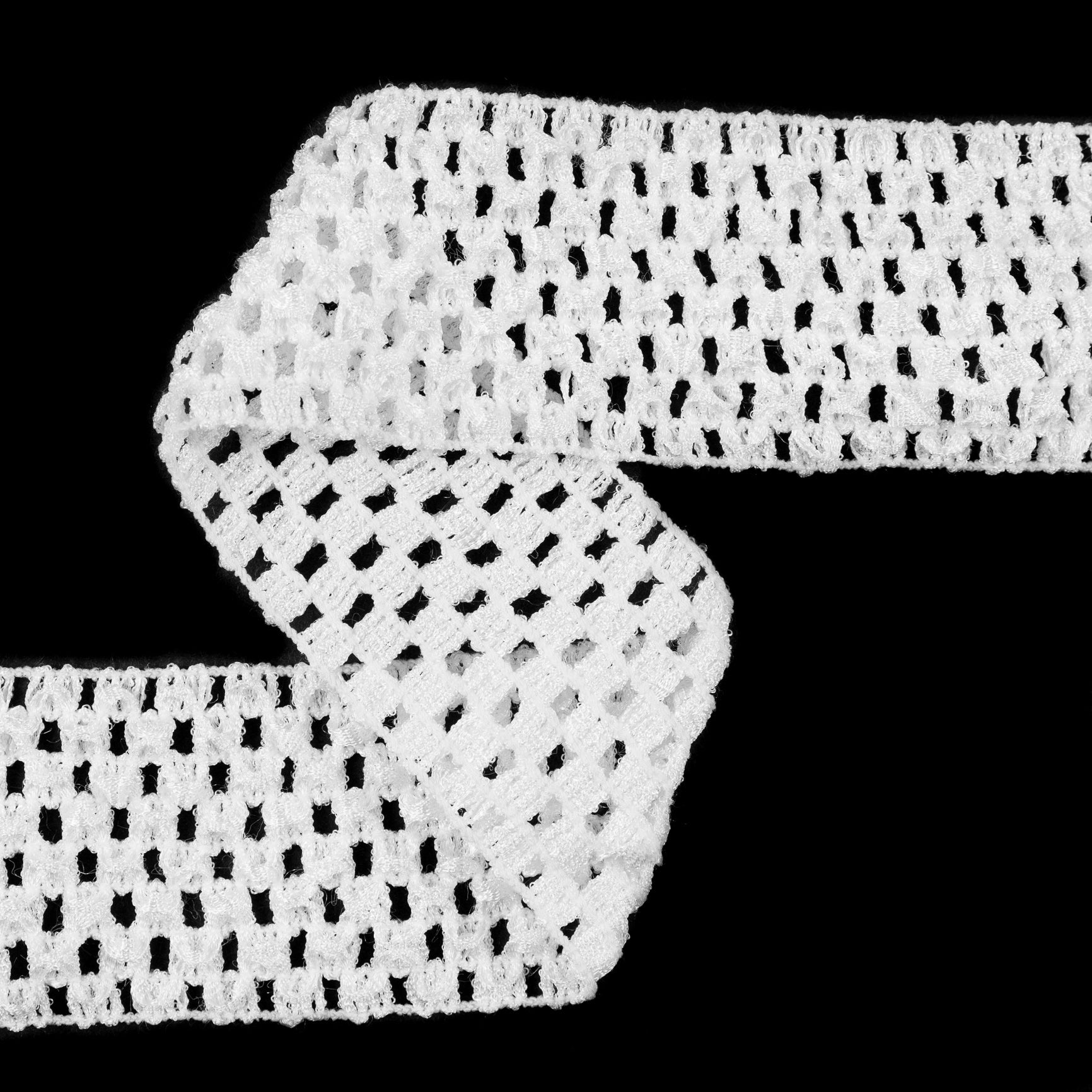 2" White Stretch Puckered Crochet Trim