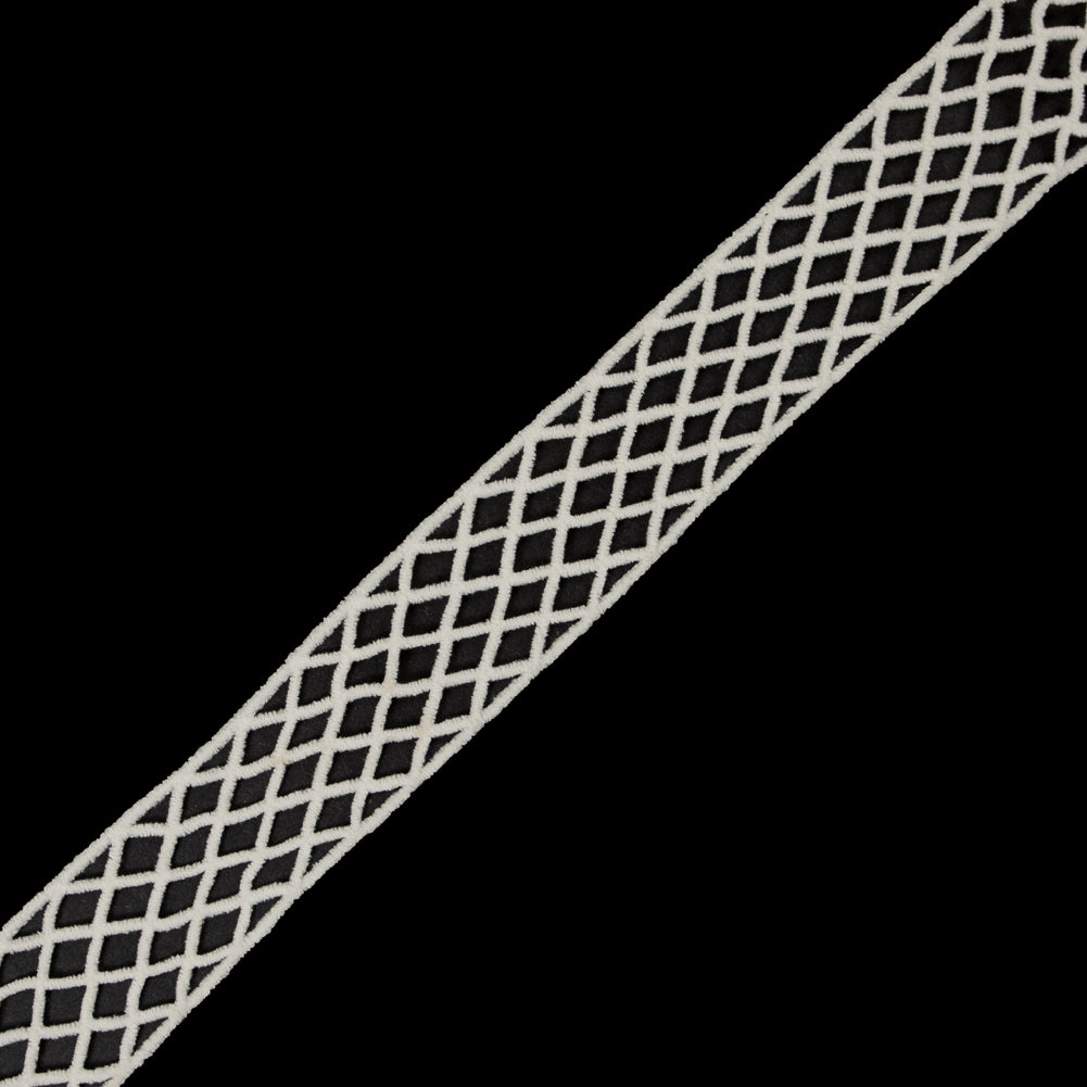 Off White Criss Cross Chenille Trim - 2"