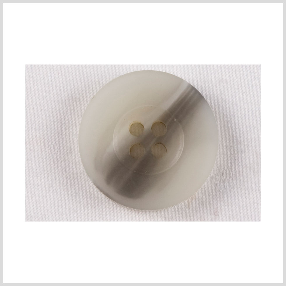 Plastic 4-Hole Button - 28L/18mm - Off White and Gray Brown Streaked W