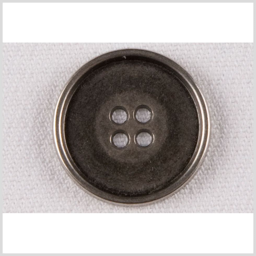 Metal 4-Hole Button - 36L/23mm - Antiqued Gunmetal Rolled Rim
