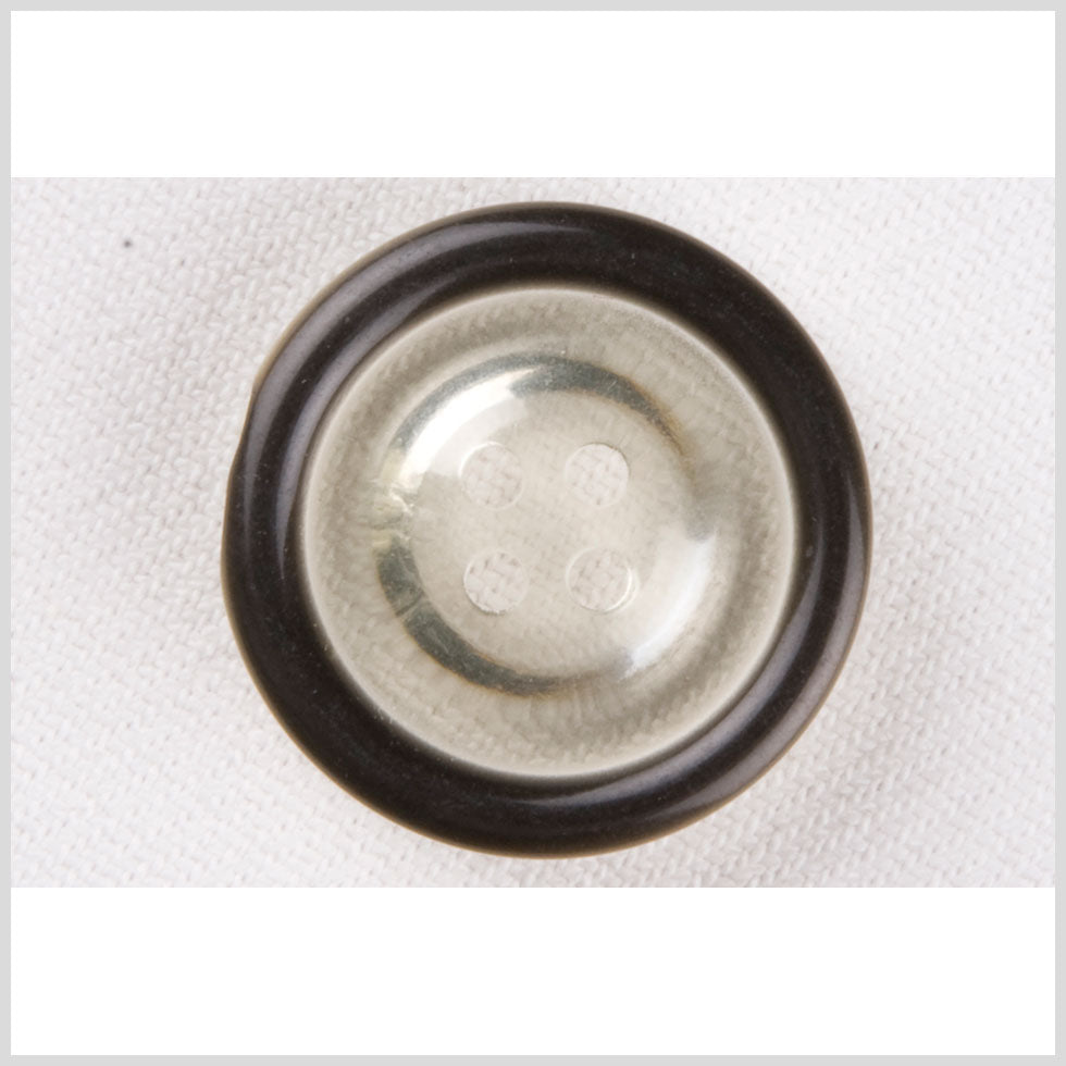 Plastic 4-Hole Button - 40L/25.5mm - Clear with Opaque Dark Gray Rim