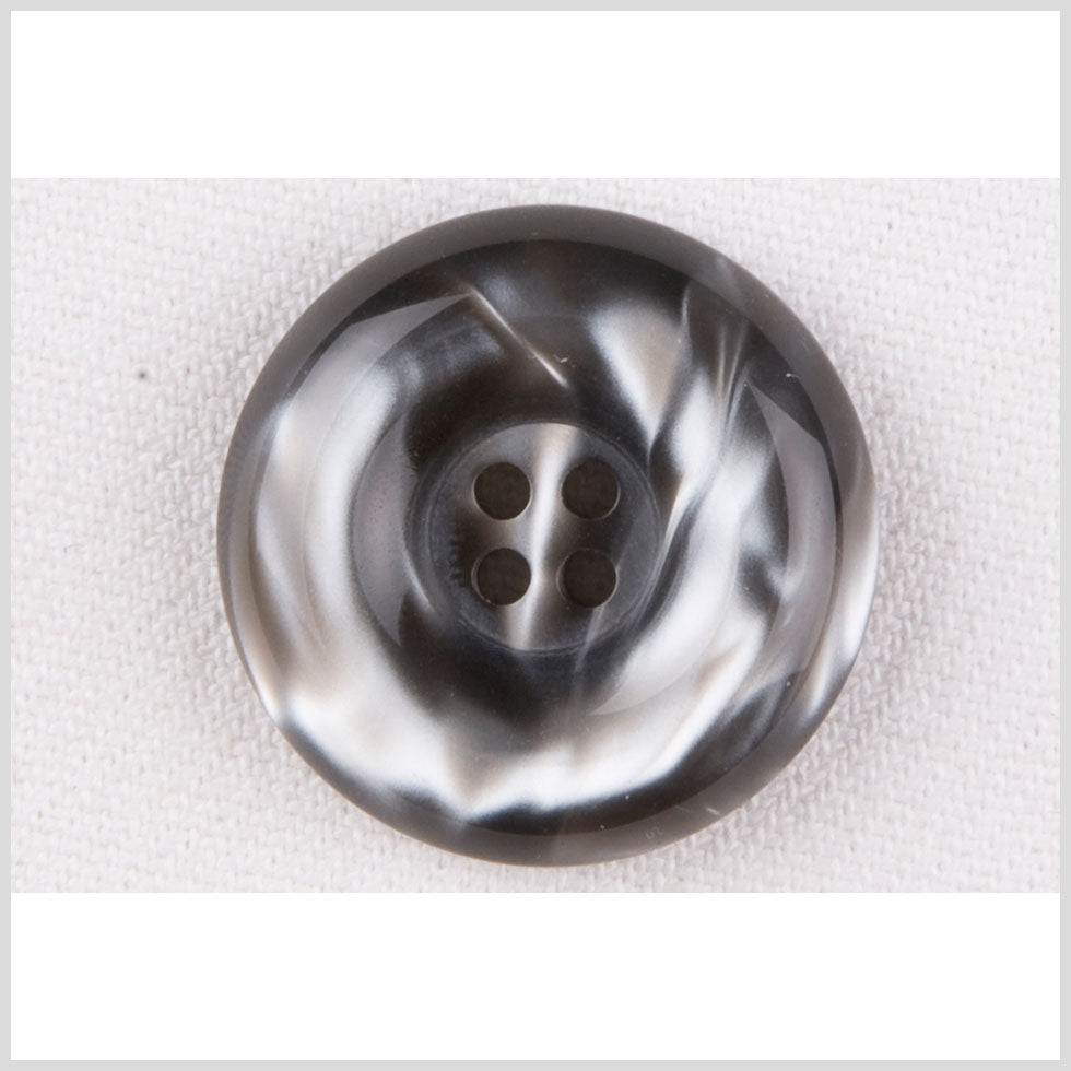 Plastic 4-Hole Button - 28L/18mm - Gray and White Shimmer Swirl Tire R