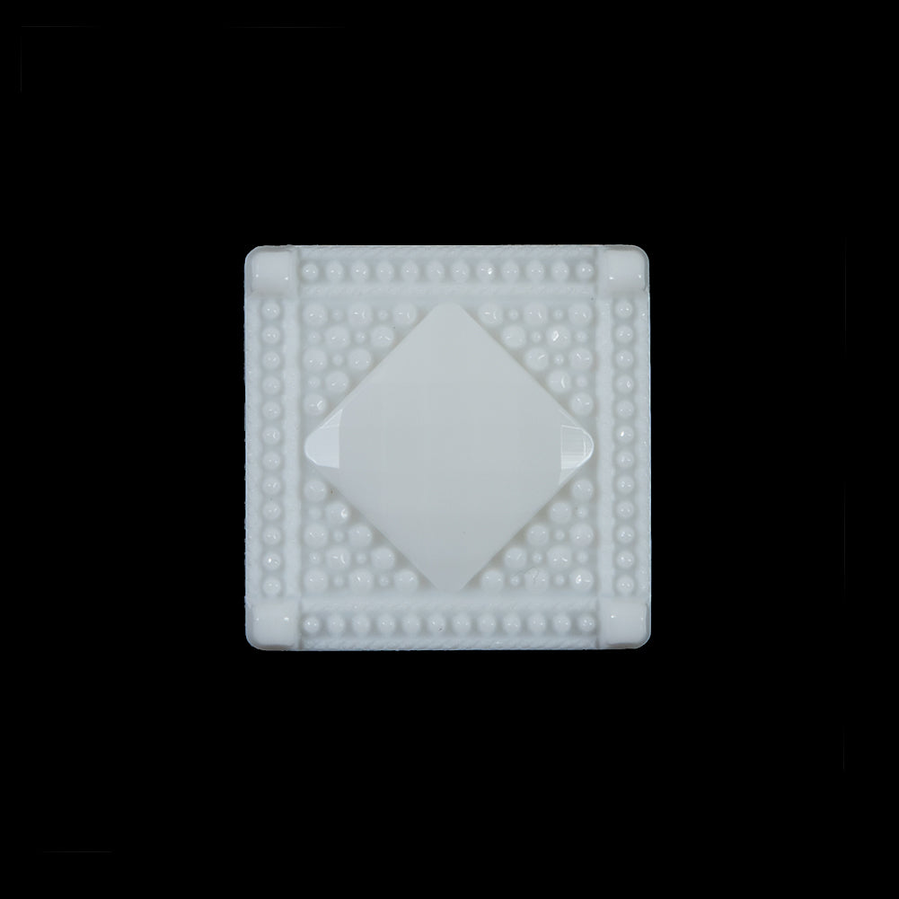 White Square Bevel Cut Button - 33L/21mm