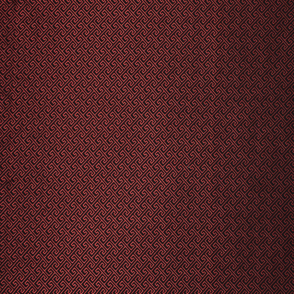 Black and Red Fret Polyester Jacquard