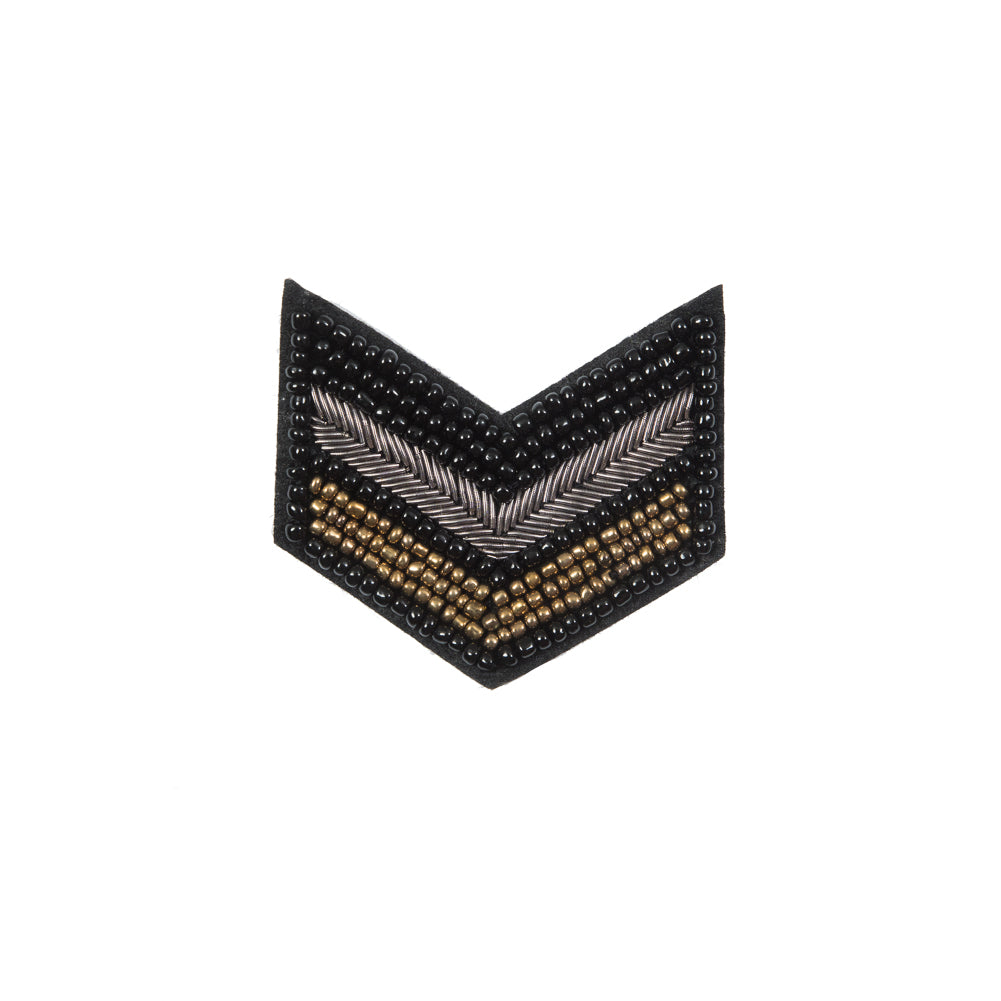 Italian Gold, Silver and Black Beaded Iron-on Military Patch - 2.5" x