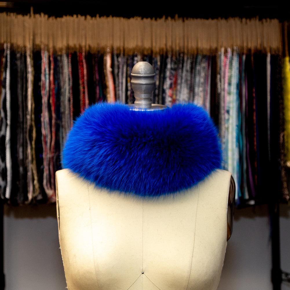 Royal Blue Fox Fur Headband or Scarf with VELCRO® Closure