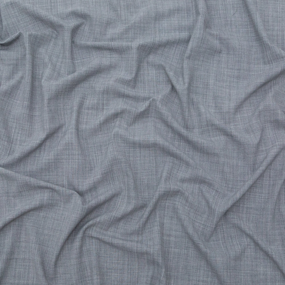 Italian Heathered Light Gray Stretch Suiting