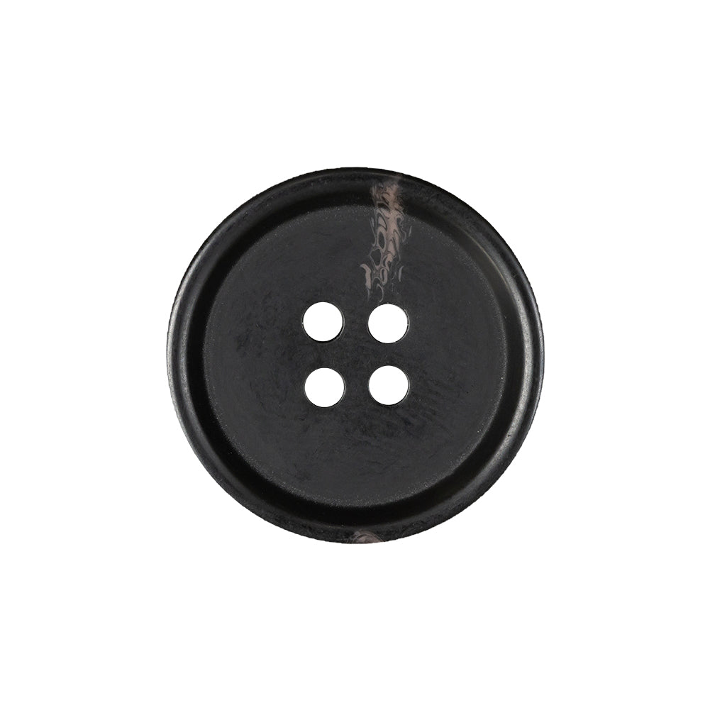 Black Brown 4-Hole Plastic Button with Subtle Marbled Stripe - 36L/23m