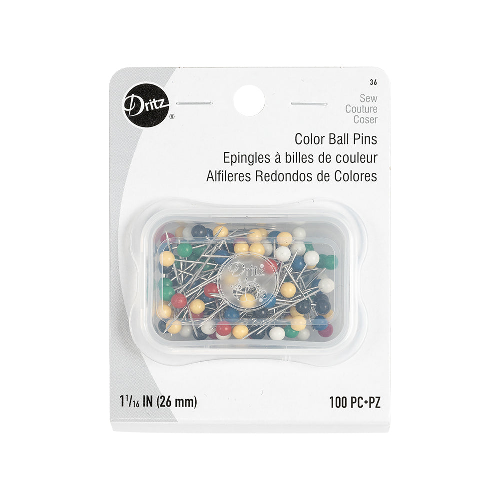 Dritz Color Ball Pins 100 Ct - 1 1/16 Inch