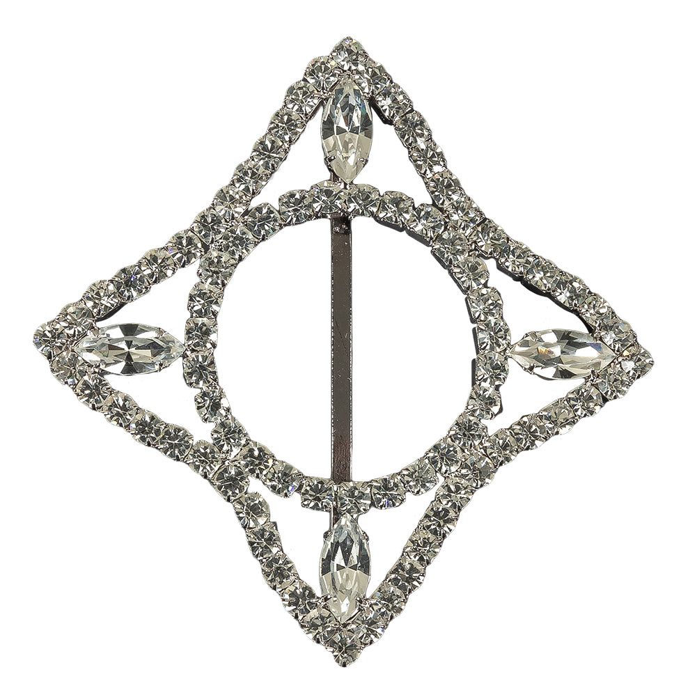 Vintage Crystal Rhinestones and Silver Four Pointed Star Slider - 3.5"