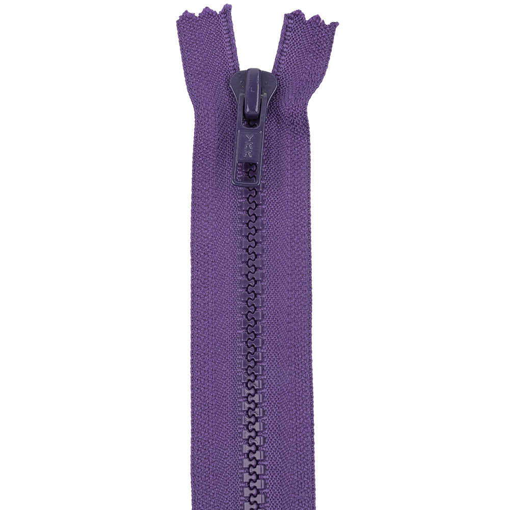 YKK Royal Purple Molded Plastic Closed Bottom Zipper with Metal Pull