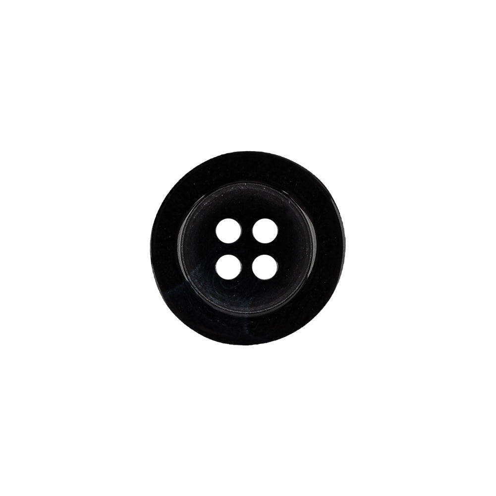 Italian Black Shallow Plate Style 4-Hole Plastic Suiting Button - 24L/