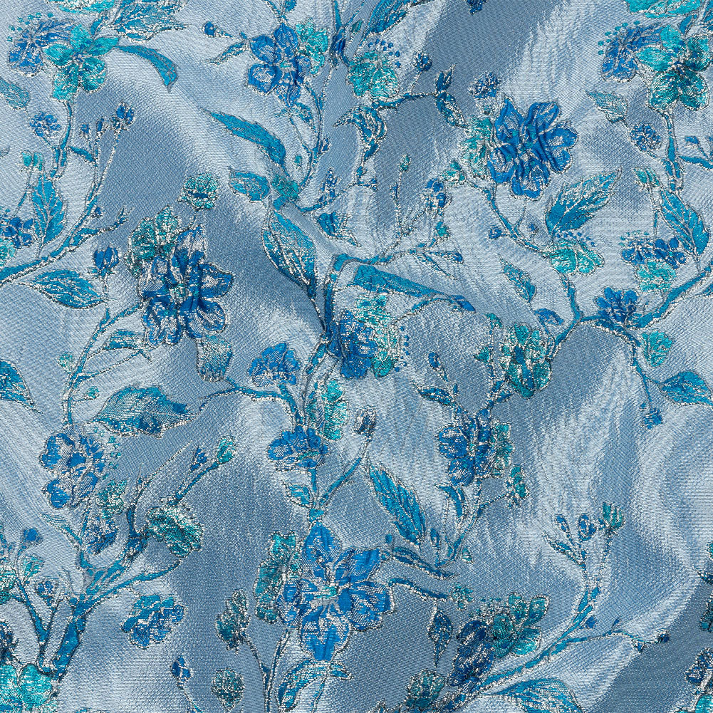 Metallic Periwinkle, Dark Blue and SIlver Flowering Vines Luxury Broca