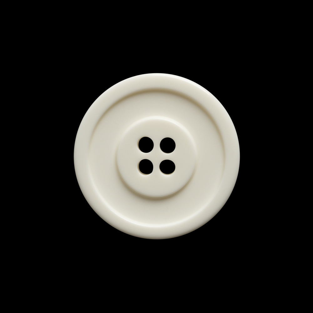 Off White Raised Center and Rim Plastic 4-Hole Button - 36L/23mm