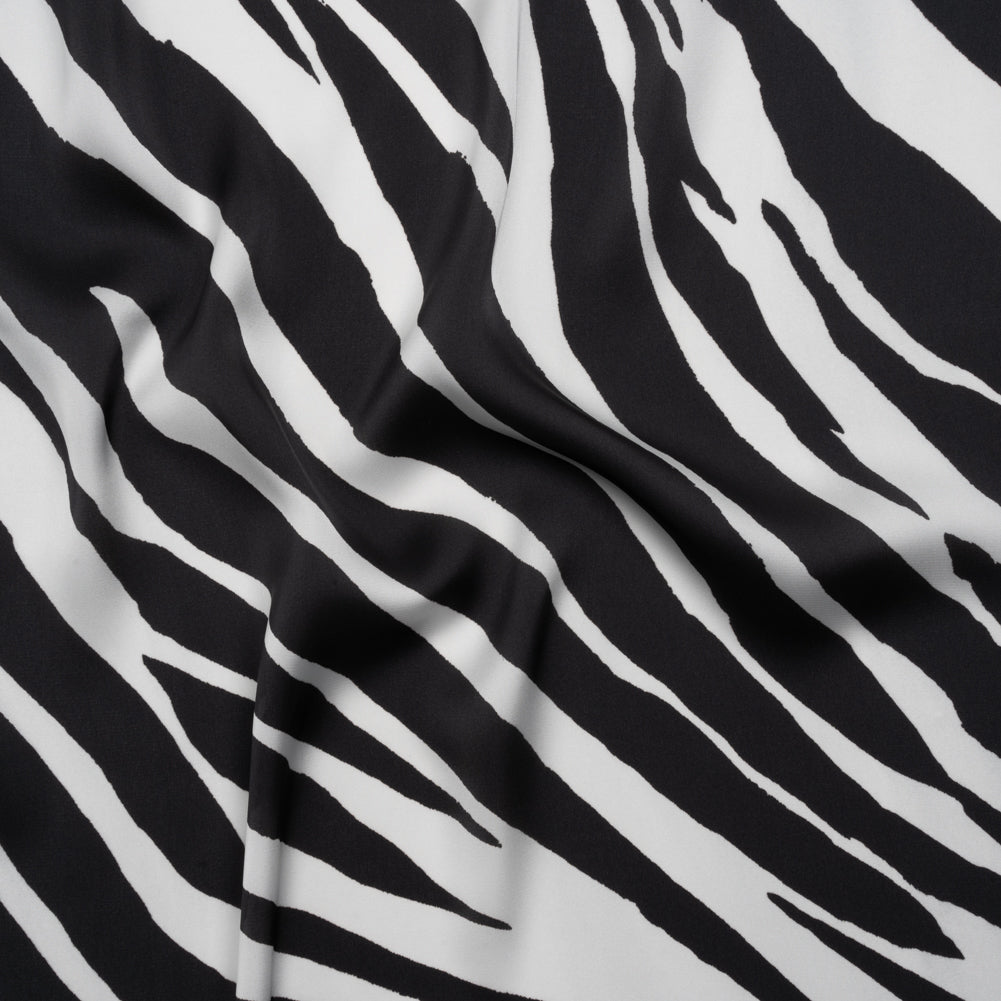 Polyester Charmeuse - Black and White Zebra Stripes - Made in Italy