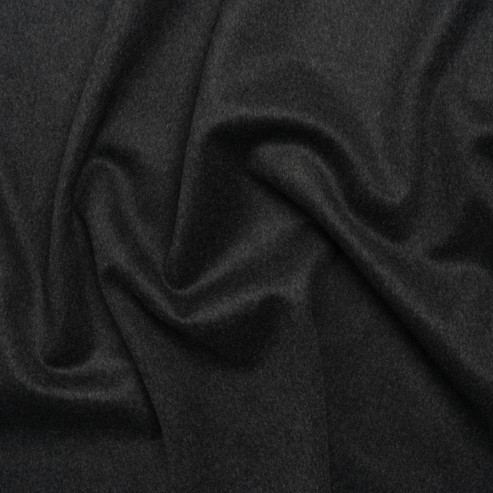 Brushed Lightweight Wool Blend Coating - Charcoal Gray - Ellamar Colle