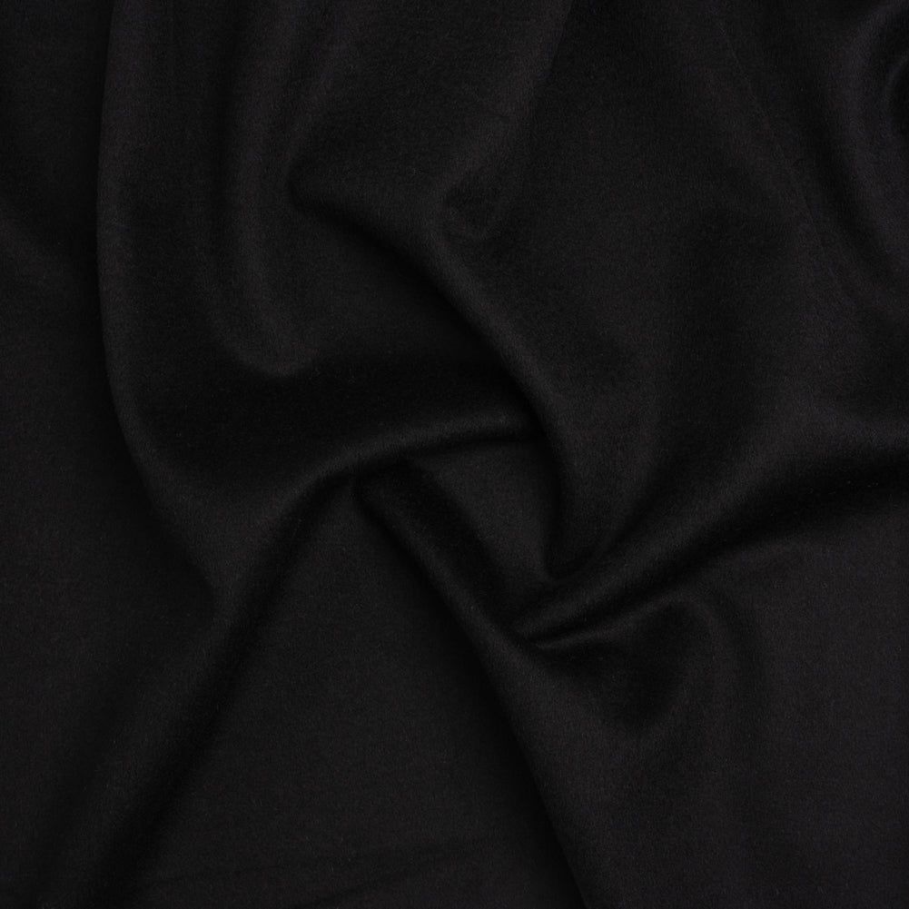 Brushed Lightweight Wool Blend Coating - Black - Ellamar Collection
