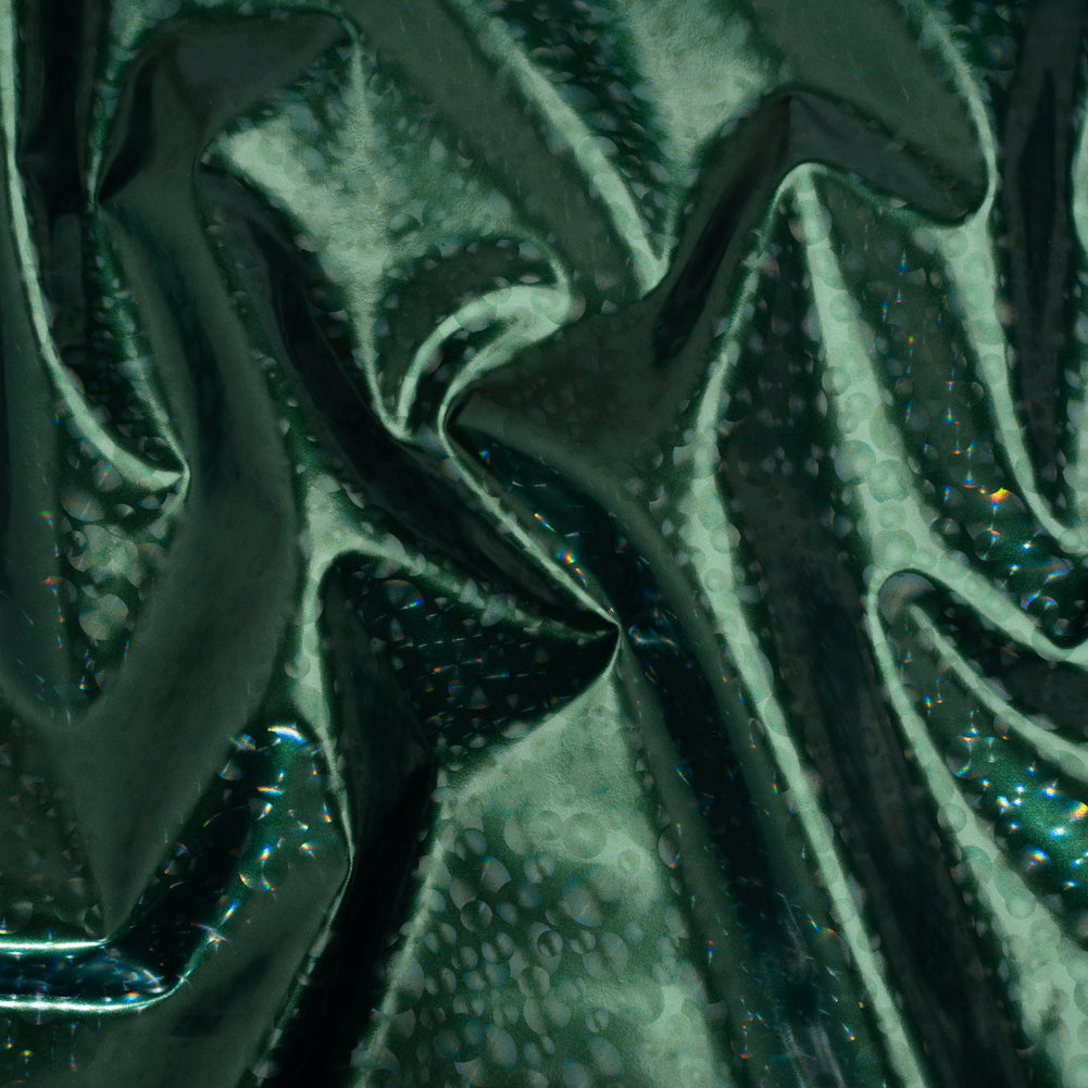 3D Holographic Vinyl - Forest Green Bubble Dots - Lynn Collection