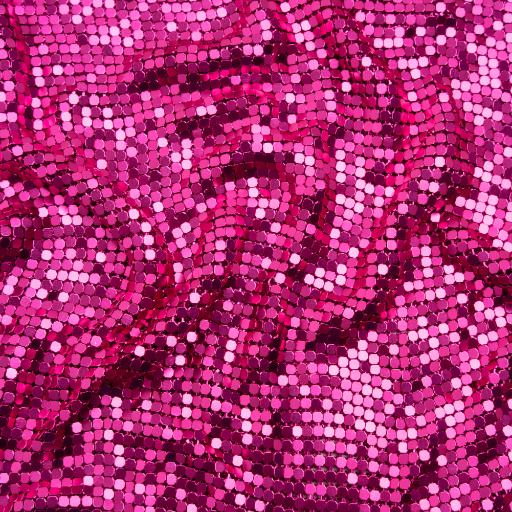 Aluminum Chainmail Fabric Panel, 3mm Tubular - Hot Pink - Joan Collect