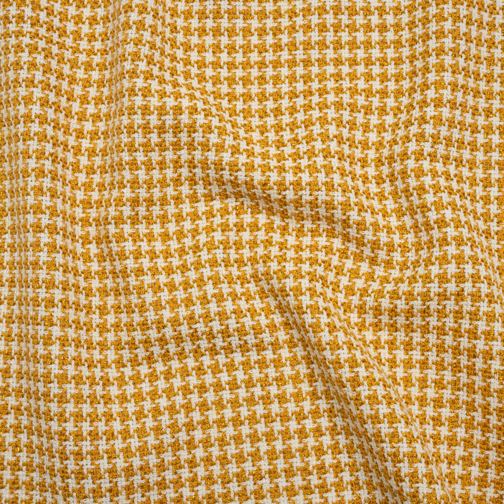 Metallic Tweed - White and Mustard Yellow Houndstooth - Deadstock