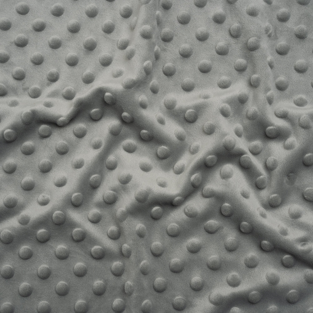 Dotted Minky - Silver Textured Polka Dots