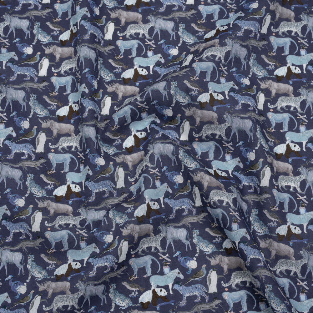 Liberty Fabrics Tana Lawn® - Quey 2 Dark Blue - Blue, Gray and White A