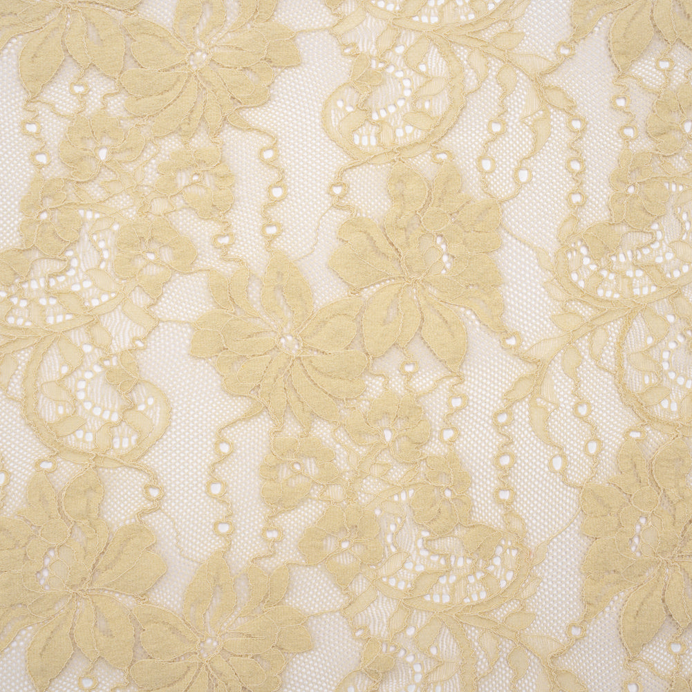 Stretch Corded Lace - Parchment Floral - Famous Australian Designer De