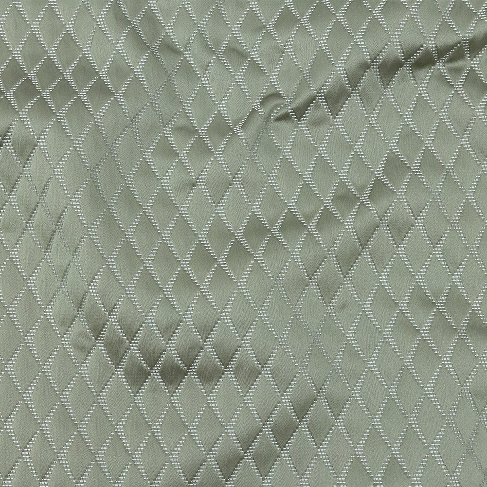 Satin-Faced Jacquard - Sage Shadow Diamonds - British Imported