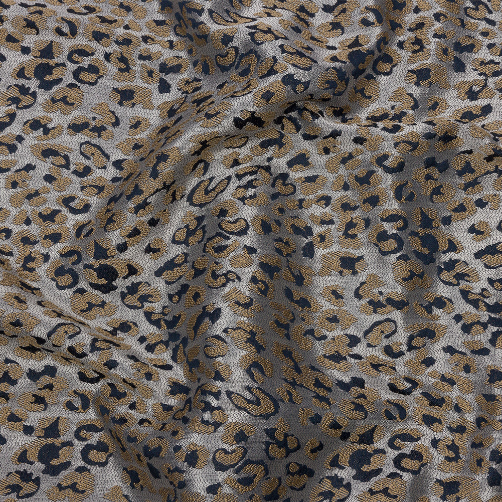 Drapery Jacquard - Midnight Leopard Spots - British Imported