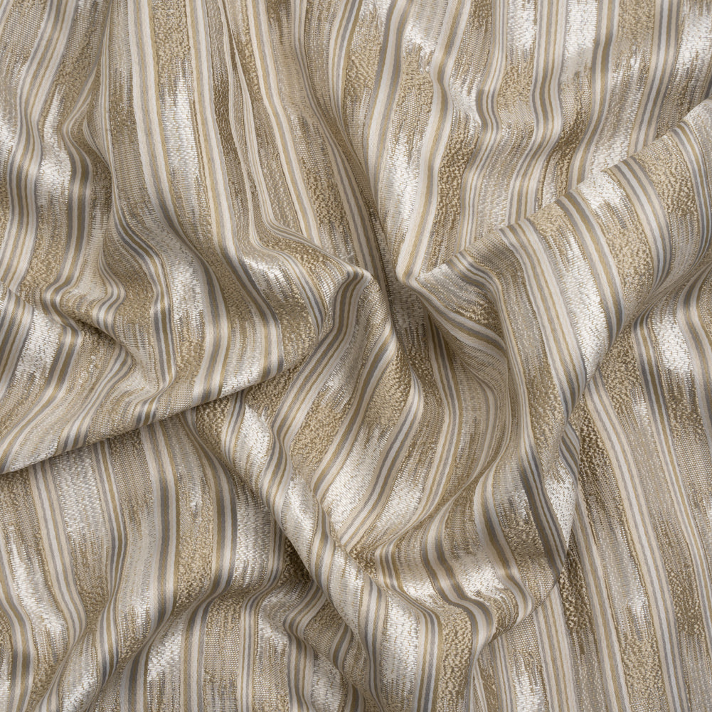 Recycled Polyester Drapery Jacquard - Flax Streaking Stripes - British