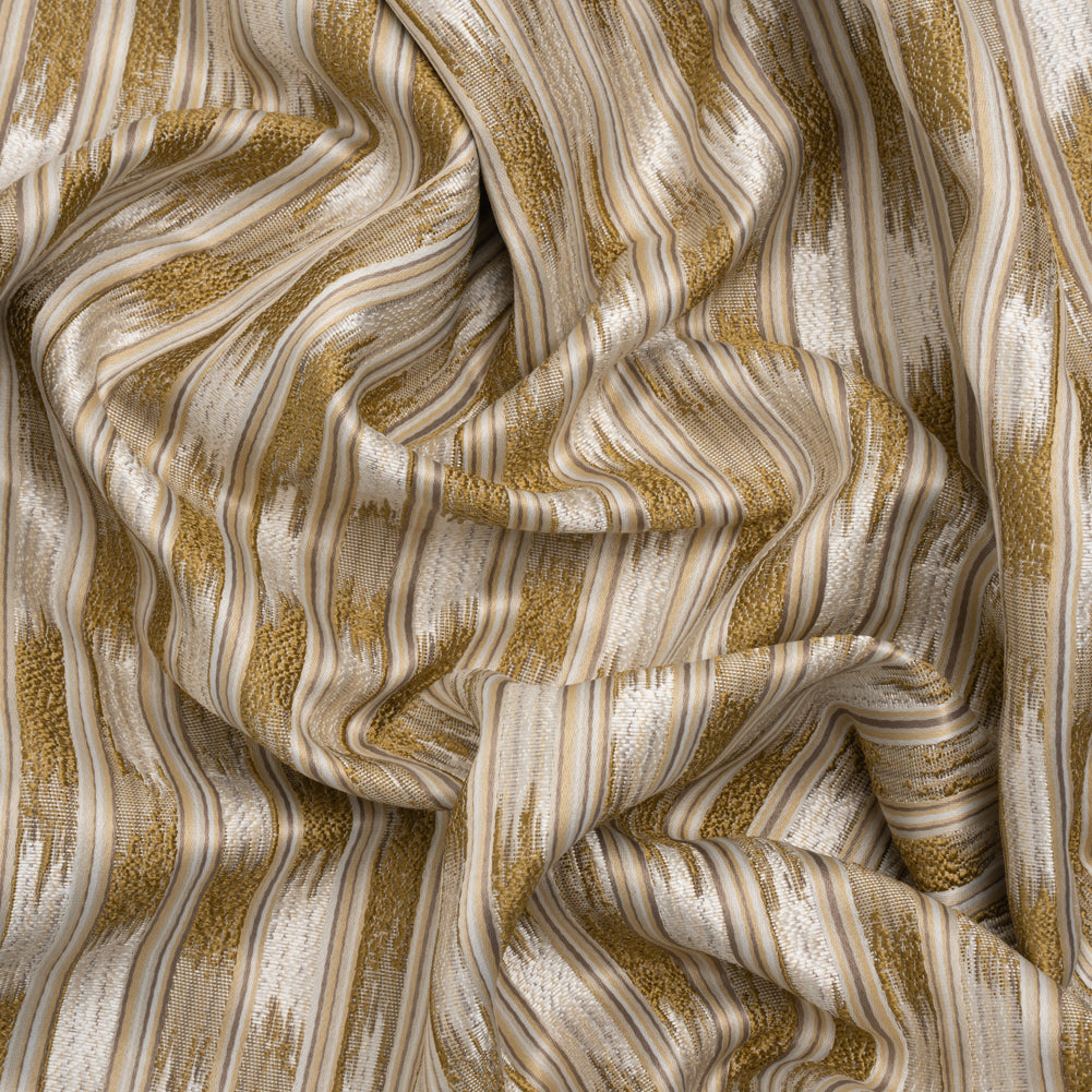 Recycled Polyester Drapery Jacquard - Ochre Streaking Stripes - Britis
