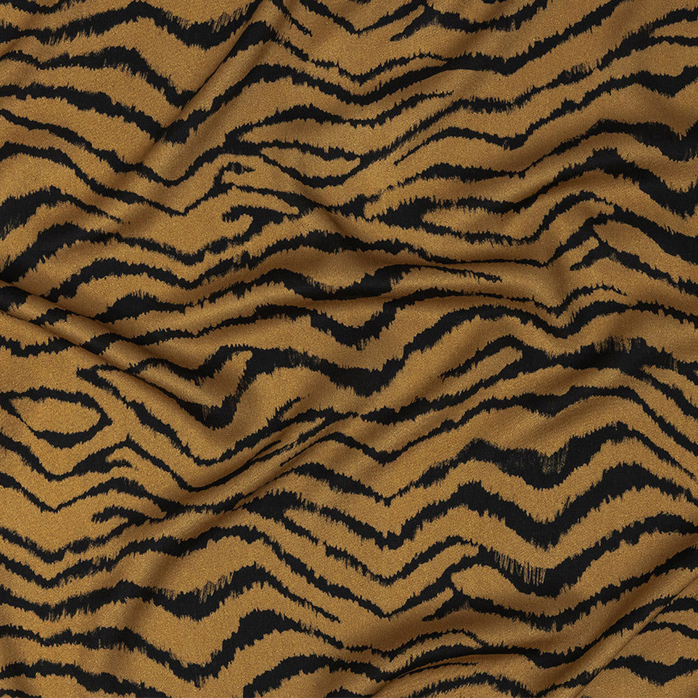 Rayon Challis - Orange Tiger Stripes - Genus Panthera Print - Mood Exc