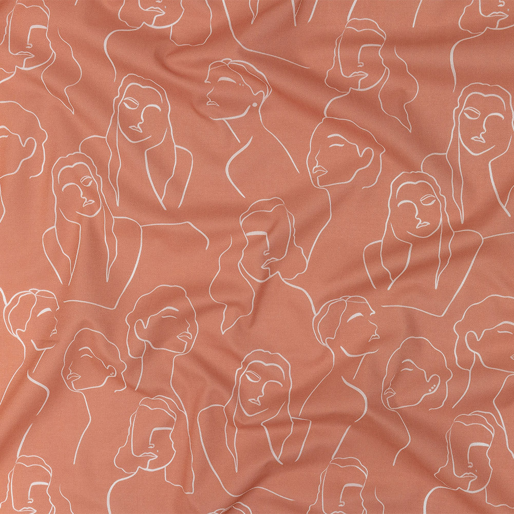Cotton Voile - Pink Face Outlines - Sweltering Society Print - Mood Ex