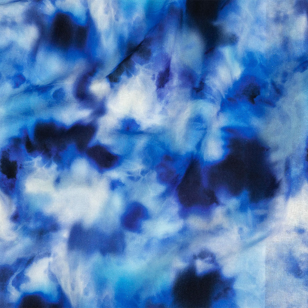 Linen and Rayon Woven - Blue Tie Dye - High Tide Print - Mood Exclusiv